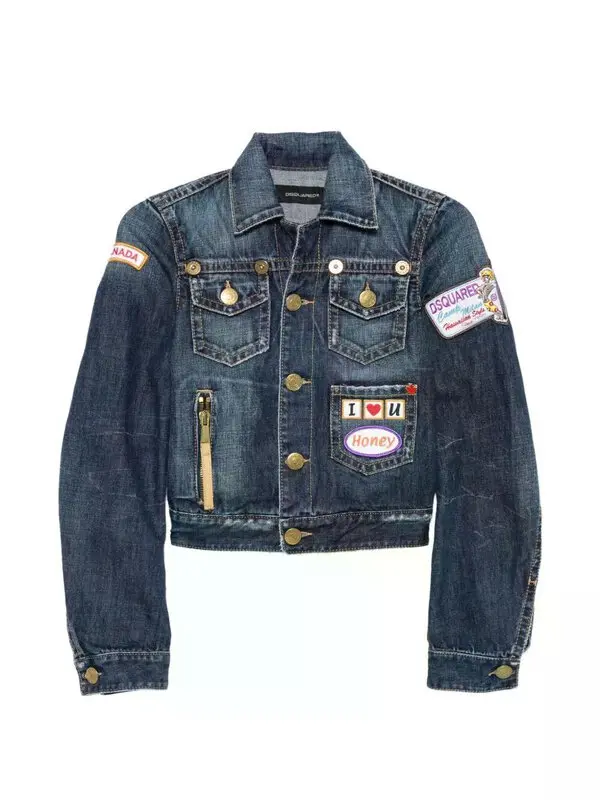 Dsquared2 Denim Jacket With Patch Details - Blue
