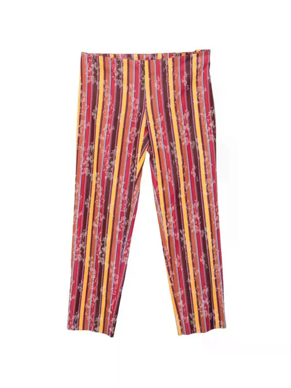 ROMEO GIGLI 1990s Floral-print Striped Trousers - Red
