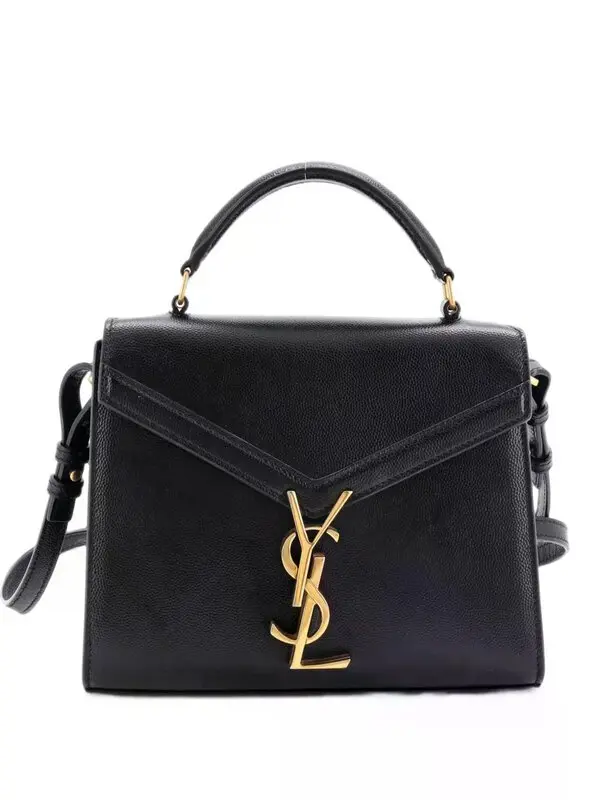 Saint Laurent Cassandra Top Handle Bag Leather Mini Shoulder Bag - Black