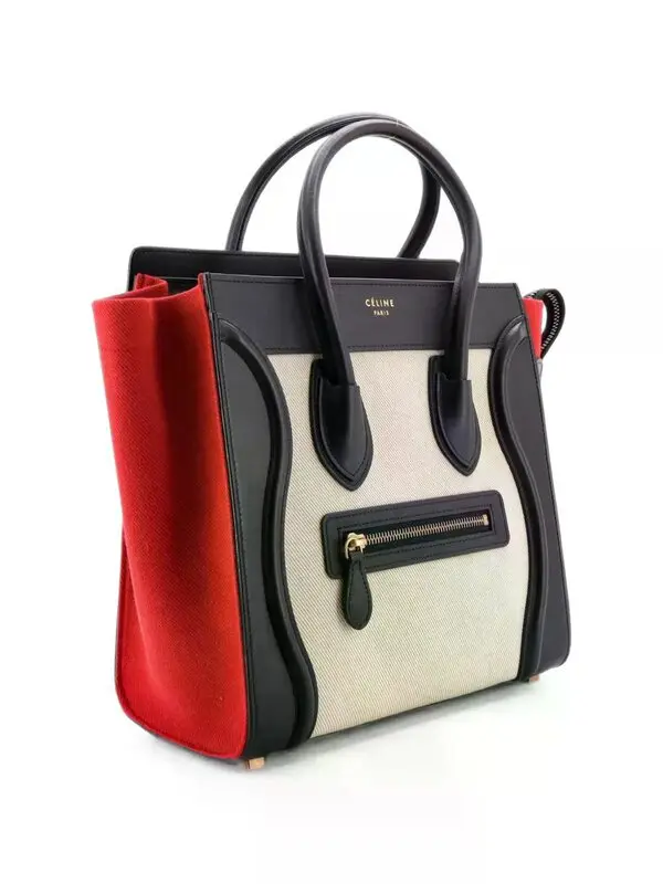 Celine Tricolor Luggage Bag Canvas And Leather Micro Tote Bag