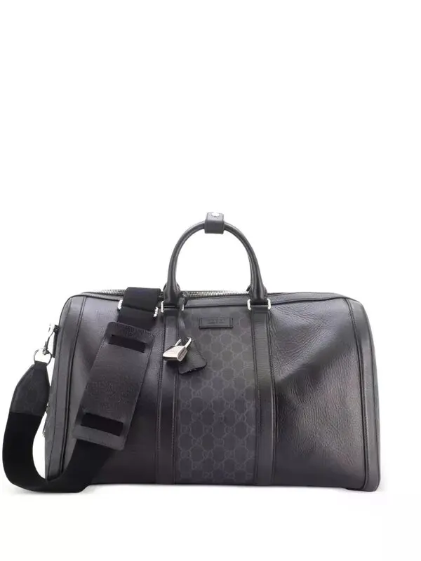 Gucci Gg Coated Canvas And Leather Travel Bag - Black