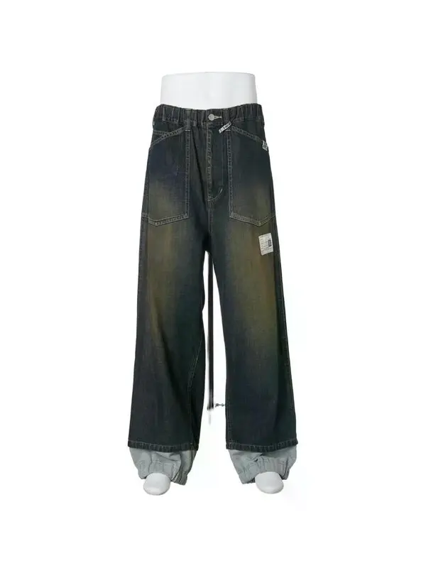 Mihara Yasuhiro Sweat Layered Denim Pants - Blue