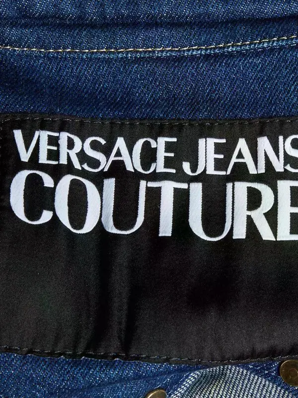 Versace Studded Cropped Denim Vest
