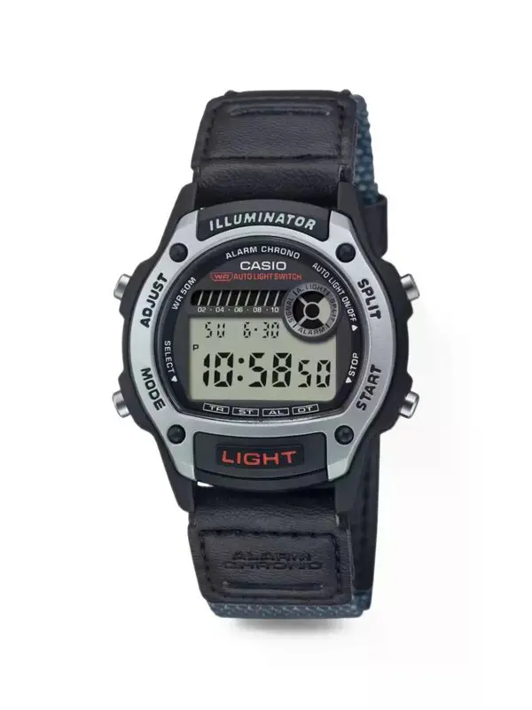 Casio 43mm Digital Leather Watch - Grey