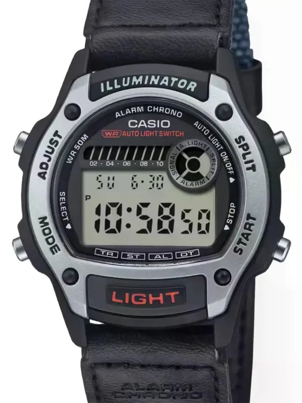 Casio 43mm Digital Watch With Leather Strap - Grey
