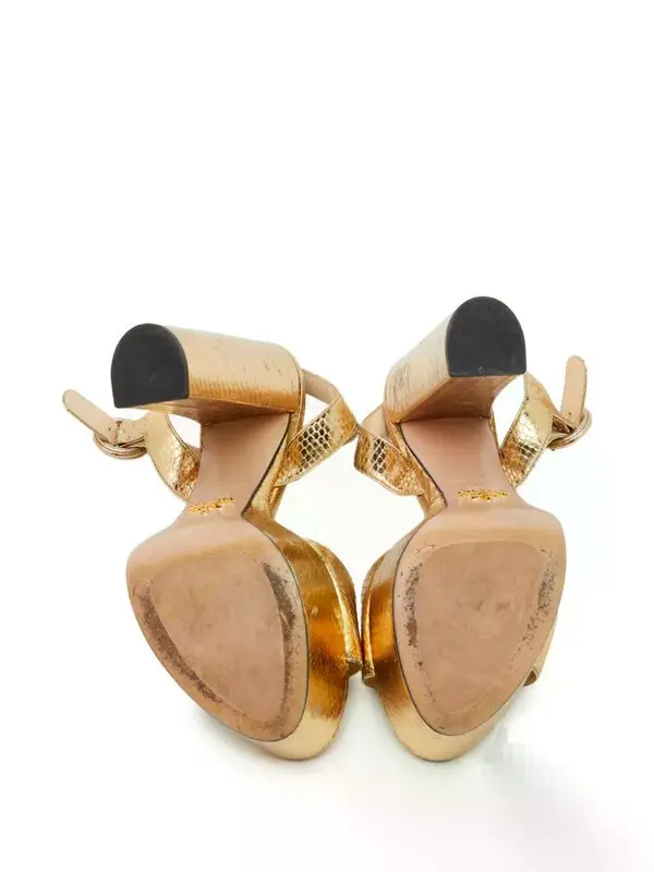 Prada Python-embossed Ankle-strap Sandals