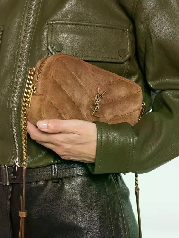 Saint Laurent Quilted-suede Crossbody Bag - Brown