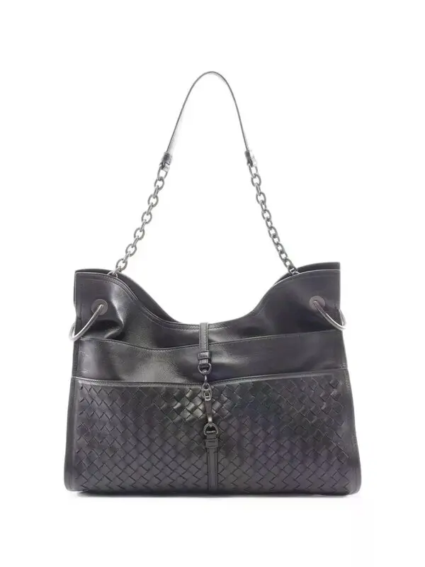 Bottega Veneta 2010s Intrecciato Shoulder Bag - Black