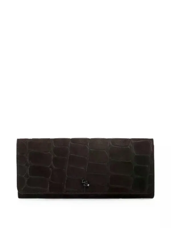 LE SILLA Crocodile-effect Suede Clutch Bag