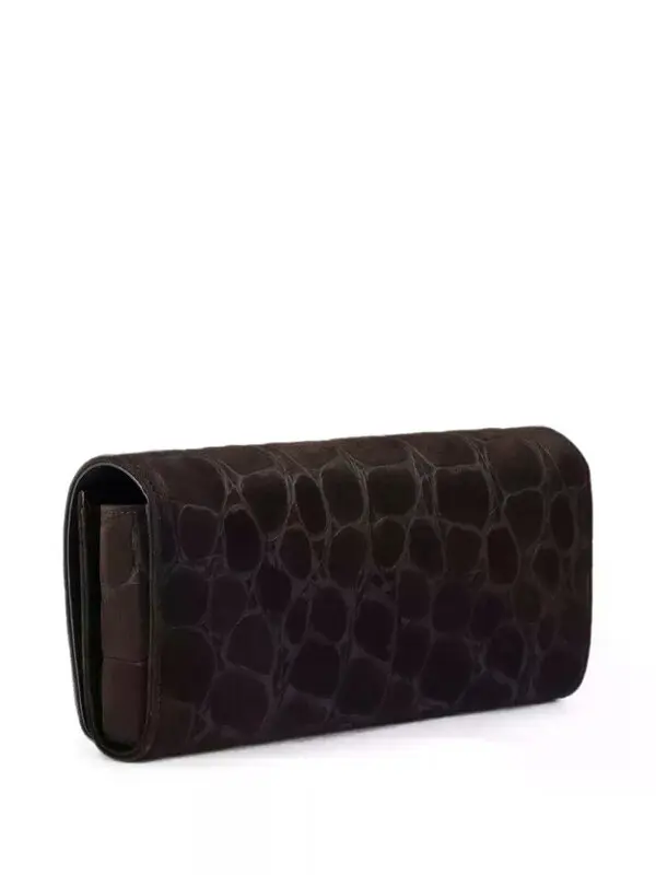 LE SILLA Crocodile-effect Suede Clutch Bag