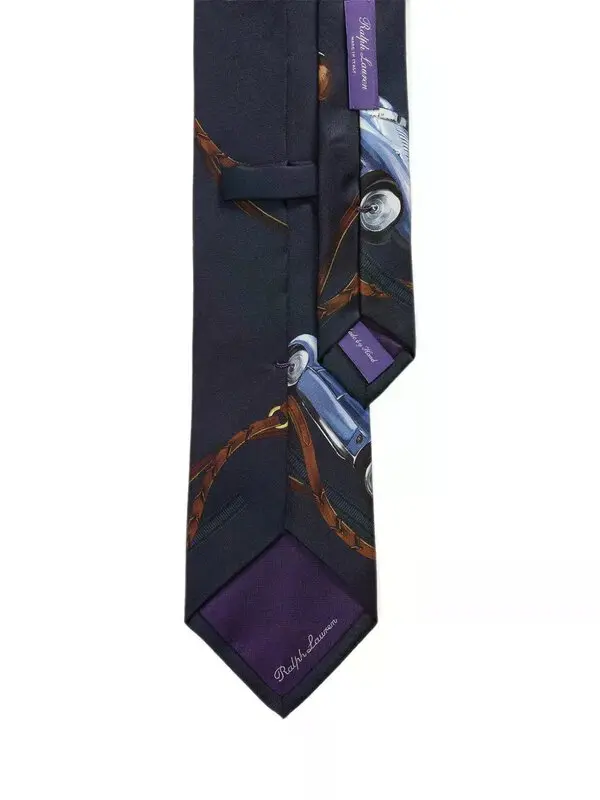 Ralph Lauren Purple Label Automobile-print Silk Tie - Blue