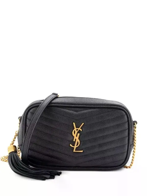 Saint Laurent Lou Camera Bag Matelasse Chevron Leather Mini Crossbody Bag - Black