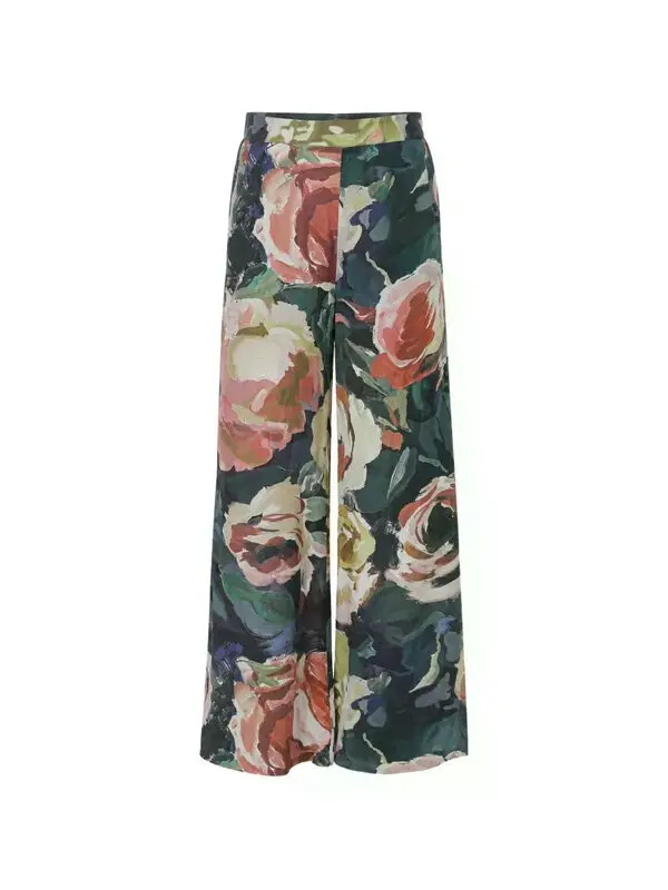 Ted Baker London Opulena Floral-print Wide-leg Trousers - Green
