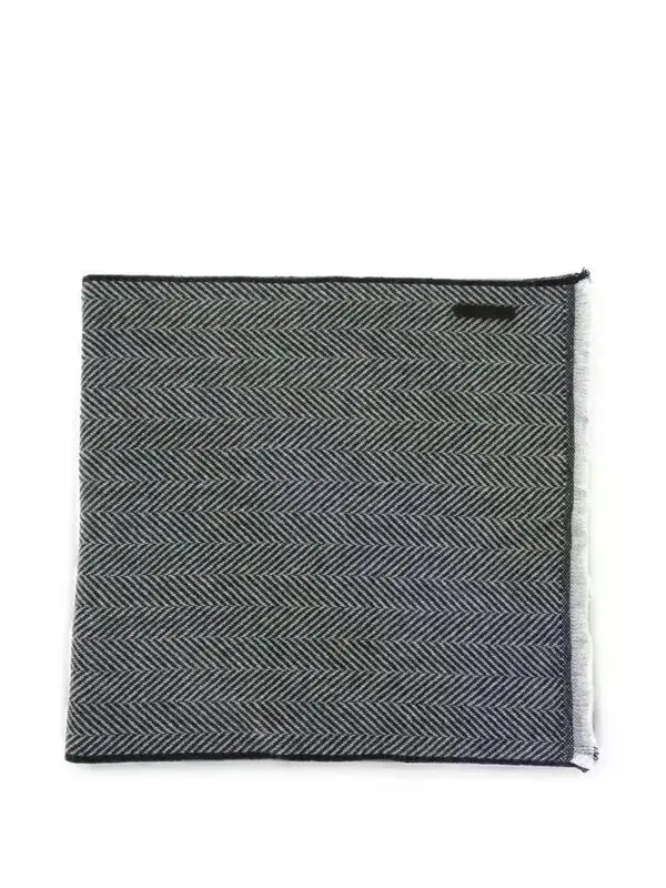 Zegna Herringbone-pattern Frayed Scarf - Grey