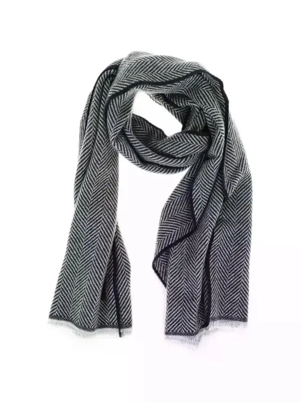 Zegna Herringbone-pattern Frayed Scarf