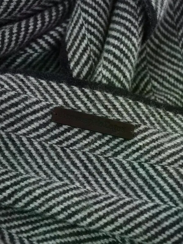 Zegna Herringbone-pattern Frayed Scarf