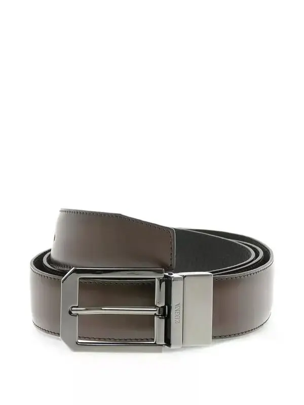 Zegna Reversible Hammered Leather Belt