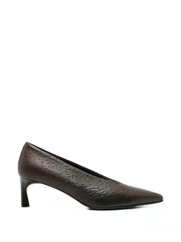 HALMANERA Jade Ostrich-effect Heeled Pumps - Brown