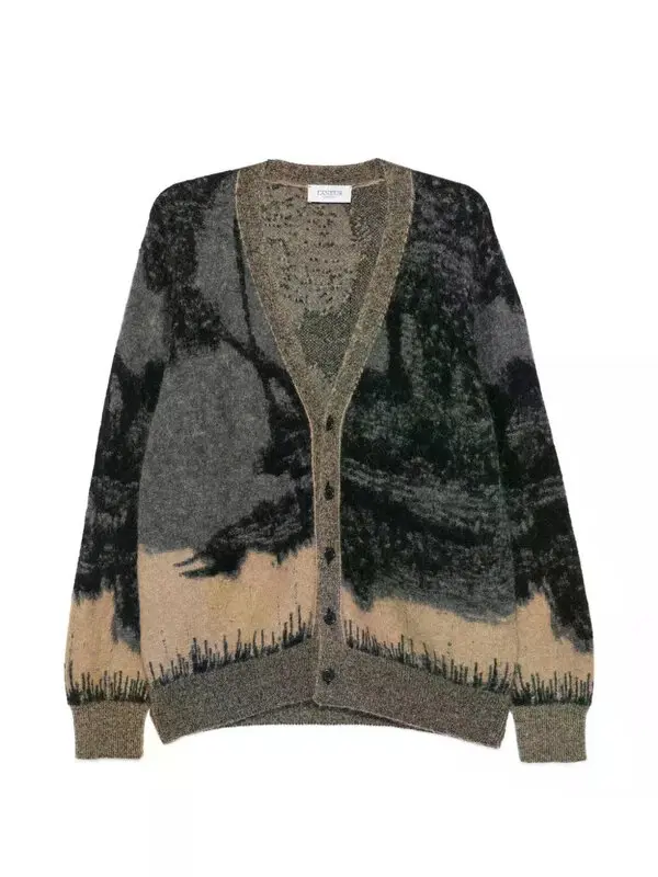 LANEUS Intarsia-knit Button-up Cardigan