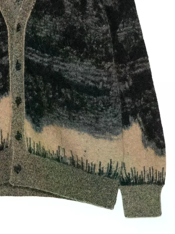 LANEUS Intarsia-knit Button-up Cardigan