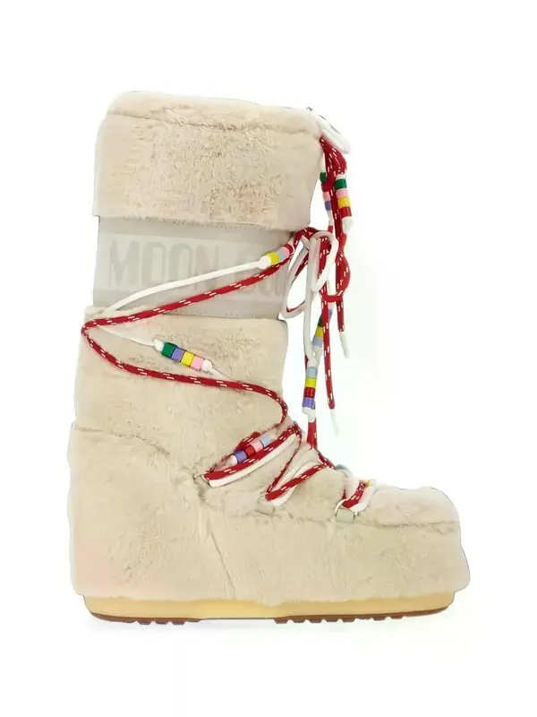 Moon Boot Icon Faux-fur Beaded Boots - Neutrals