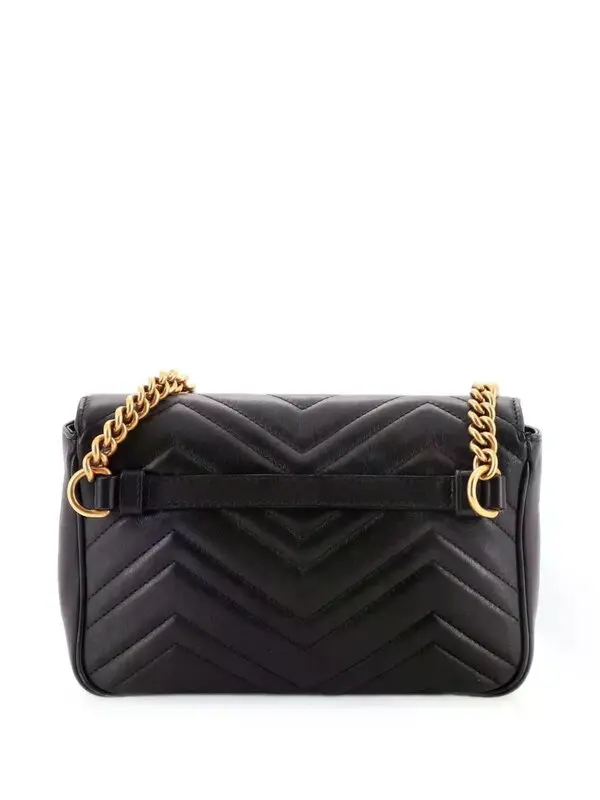 Gucci Pearly Gg Marmont Flap Matelasse Leather Belt Bag - Black