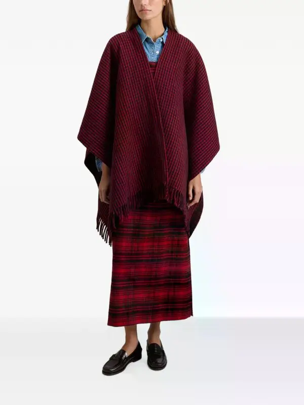 Woolrich Check Fringed Cape