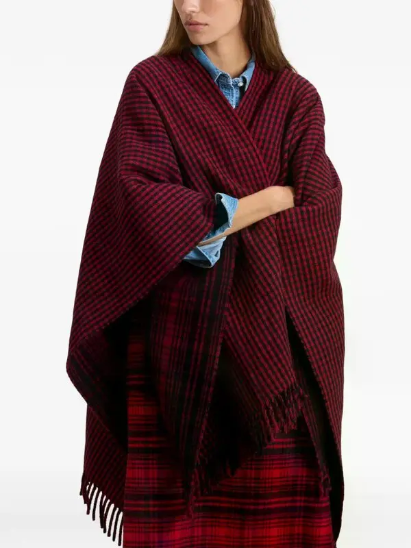 Woolrich Check Fringed Cape