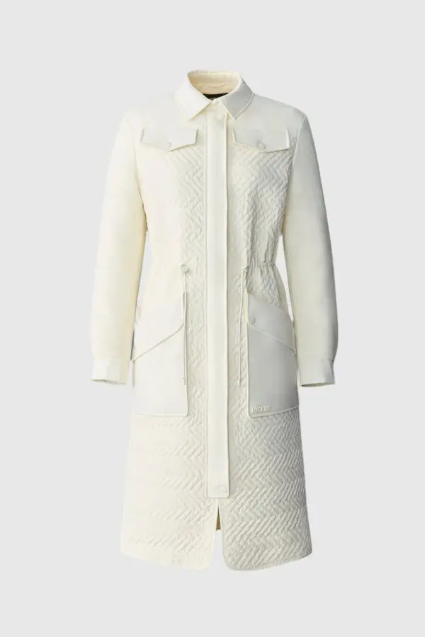 Mackage Naolin Long Down Coat With Chevron Quilt - Cream