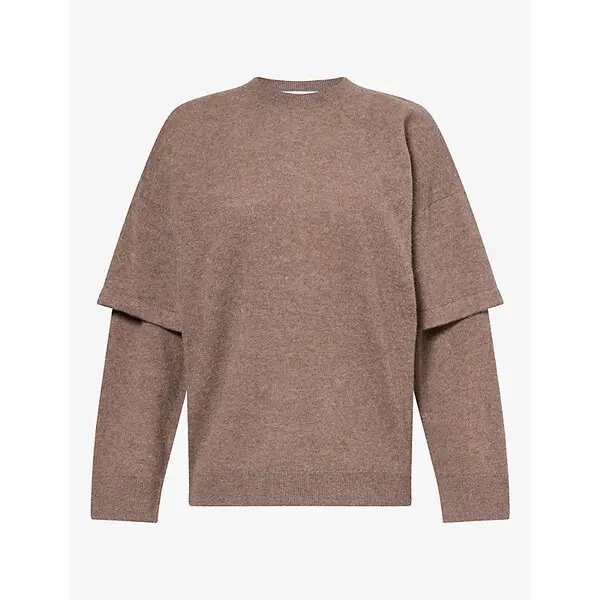 DARKPARK Troy Double-sleeve Cashmere And Wool Knit Jumper - Brown