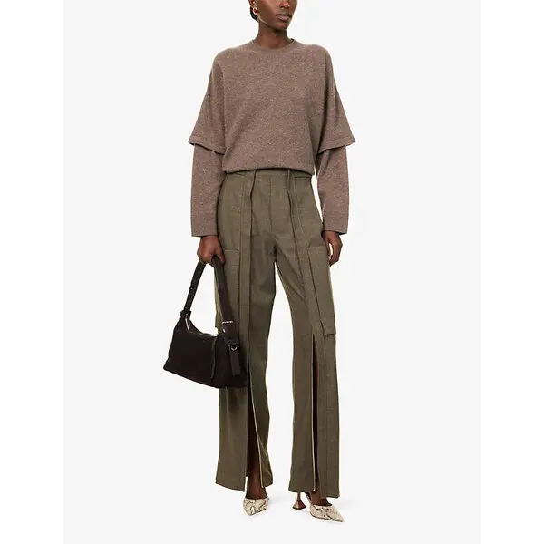 DARKPARK Troy Double-sleeve Cashmere And Wool Knit Jumper - Brown