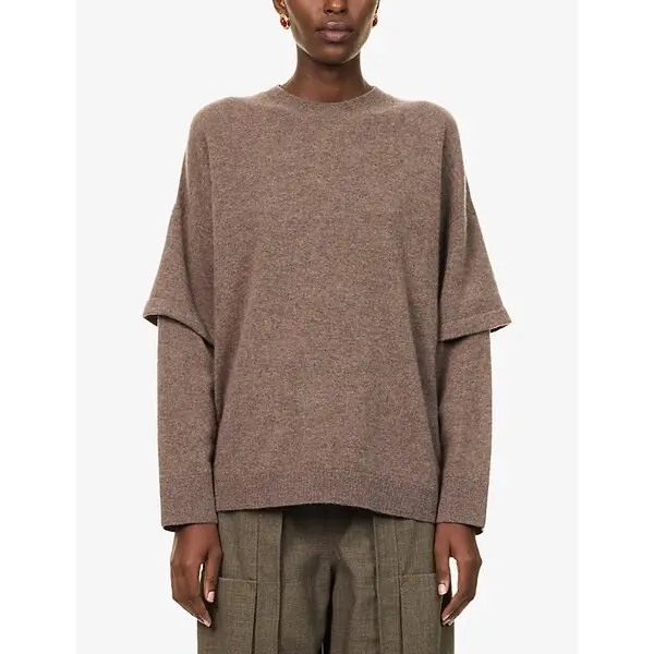 DARKPARK Troy Double-sleeve Cashmere And Wool Knit Jumper - Brown