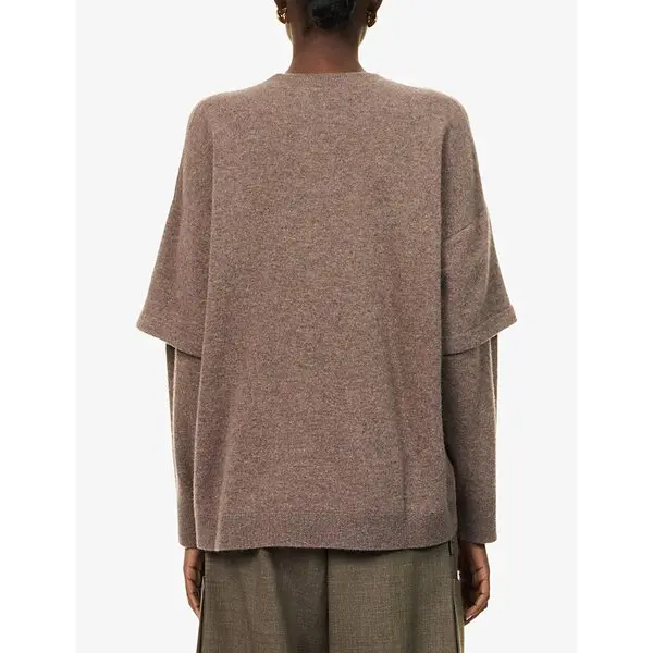 DARKPARK Troy Double-sleeve Cashmere And Wool Knit Jumper - Brown