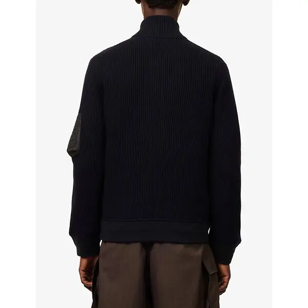 Sacai Stand-collar Zip-up Wool Jumper