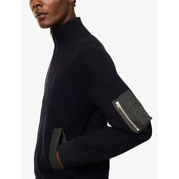 Sacai Stand-collar Zip-up Wool Jumper