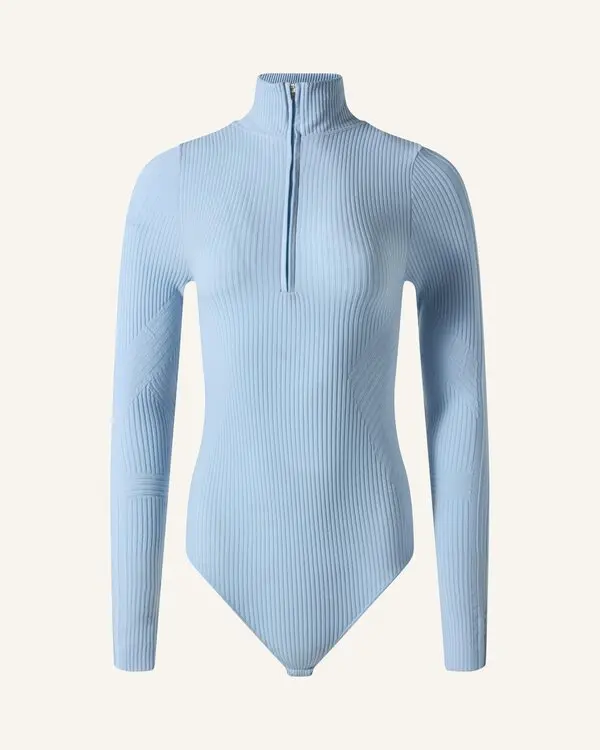 Perfect Moment Wool Blend Base Layer Bodysuit - Cloud-blue
