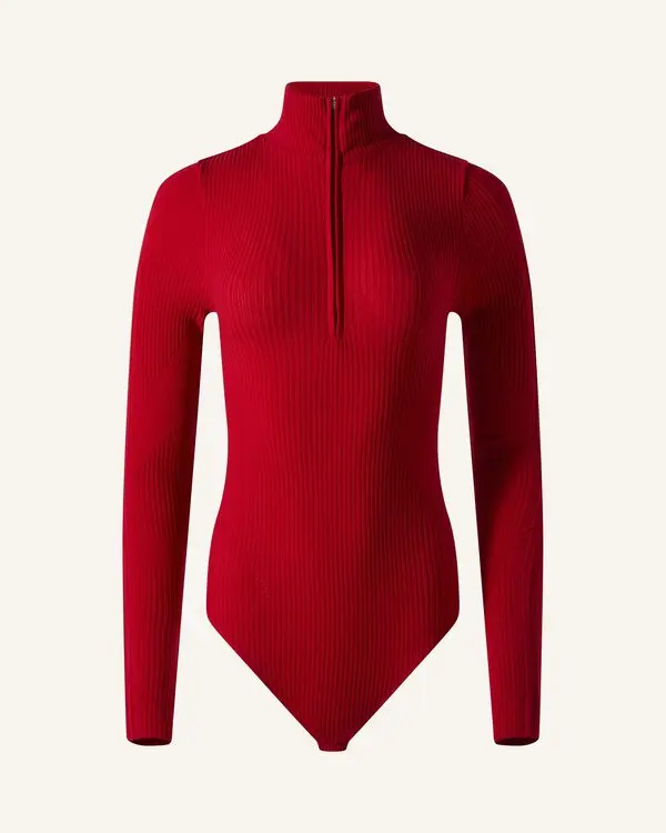 Perfect Moment Wool Blend Base Layer Bodysuit - Red