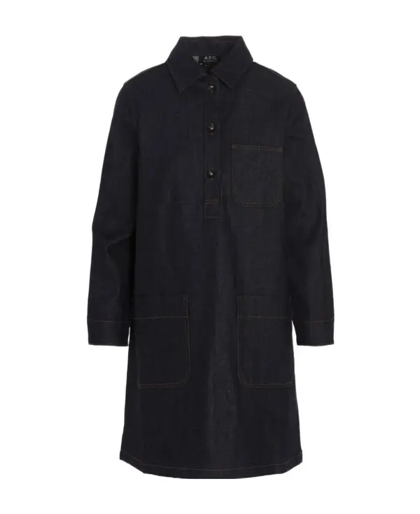 A.p.c. Half-buttoned Denim Dress - Black