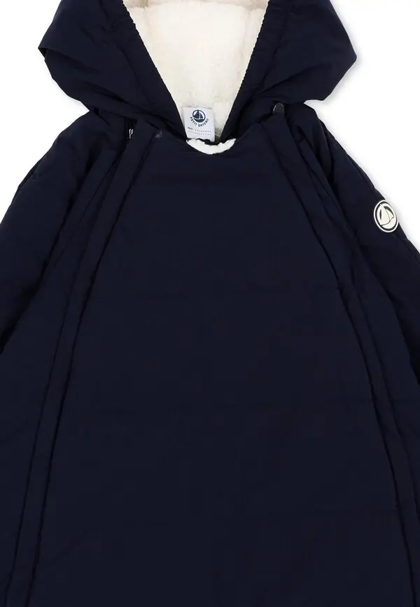 Petit Bateau Long Sleeve Hooded Bodysuit With Integrated Footies