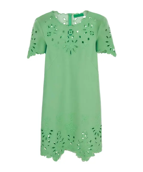Ermanno Scervino Cut-out Embroidered Shift Mini Dress - Green