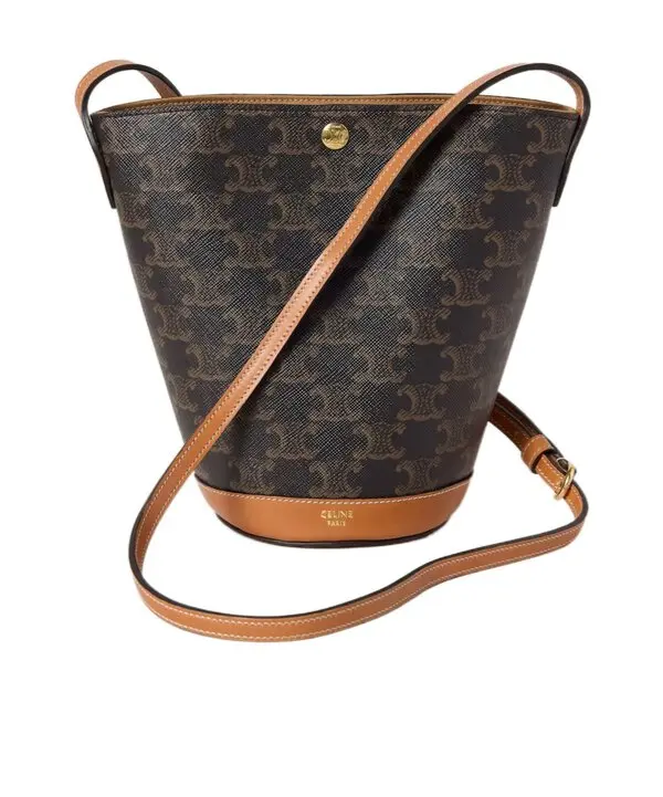 Celine Mini Bucket In Triomphe Canvas - Honey-colored