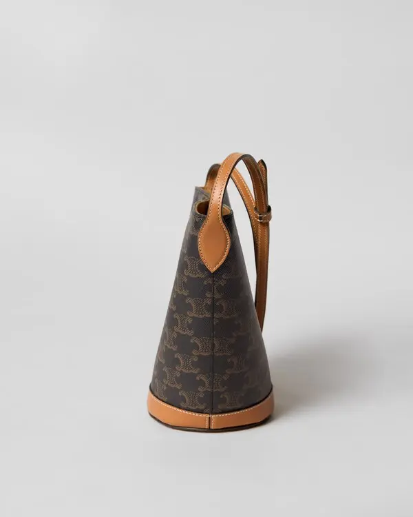 Celine Mini Bucket Bag In Triomphe Canvas