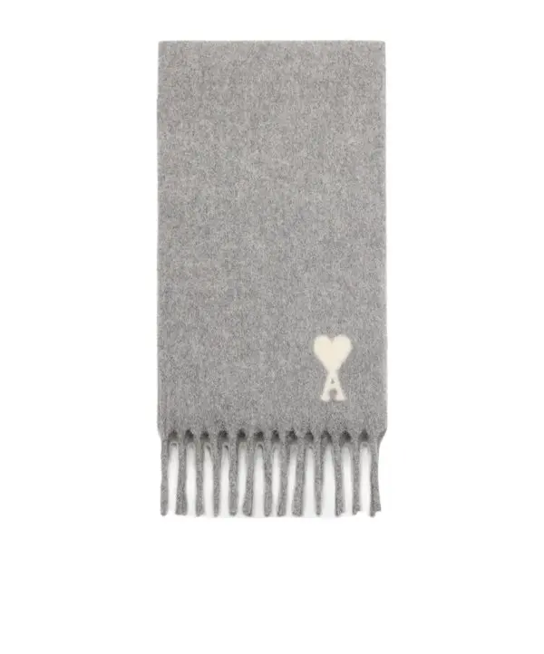 AMI Paris Tasseled Scarf - Gray