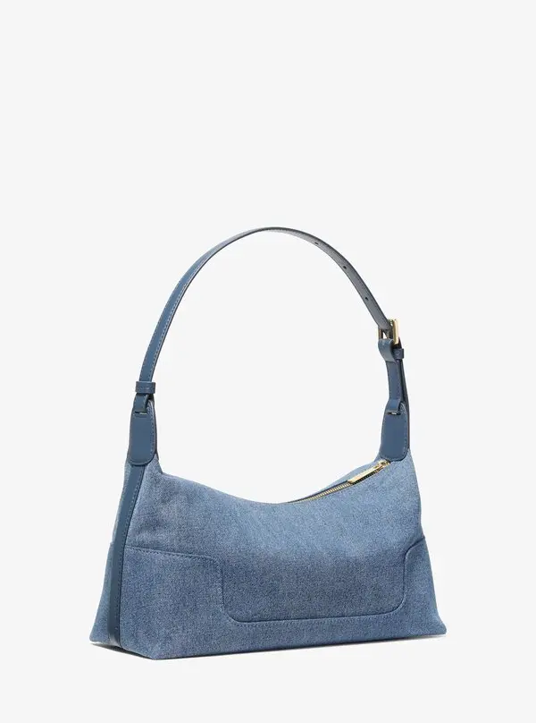 Michael Kors Teddi Medium Washed Denim Slouchy Shoulder Bag In By