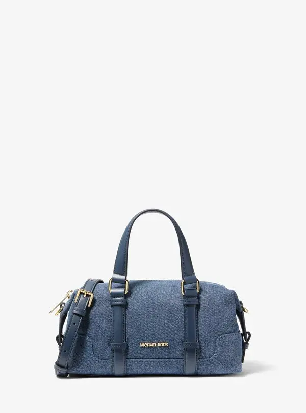 Michael Kors Teddi Extra-small Washed Denim Slouchy Crossbody Bag In By - Blue