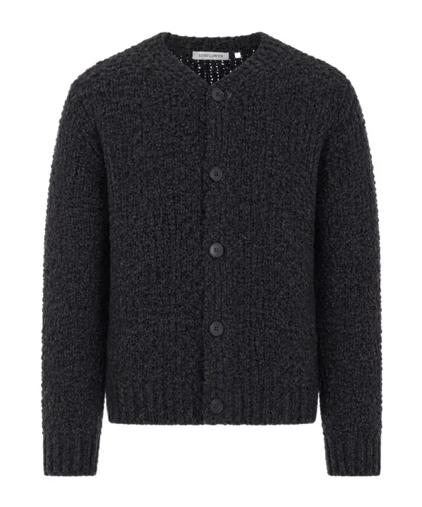 SUNFLOWER Long Sleeve Cardigan With Round Neck - Black