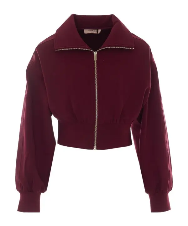 TWINSET Zip-up Knit Top - Brown
