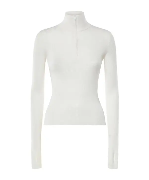 THE FRANKIE SHOP Ribbed Knit Zip Sweater