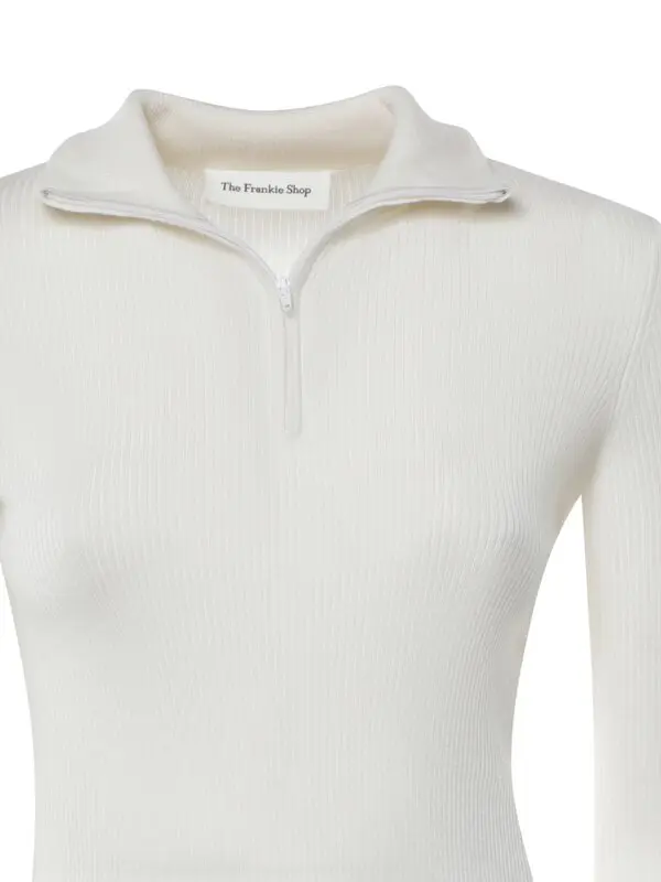 THE FRANKIE SHOP Ribbed Knit Zip Sweater