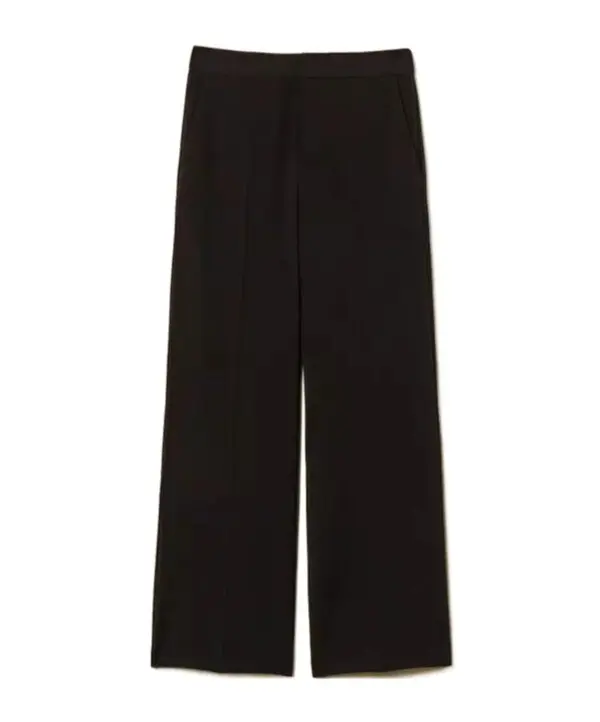TWINSET Crepe Logo Straight-leg Trousers - Black